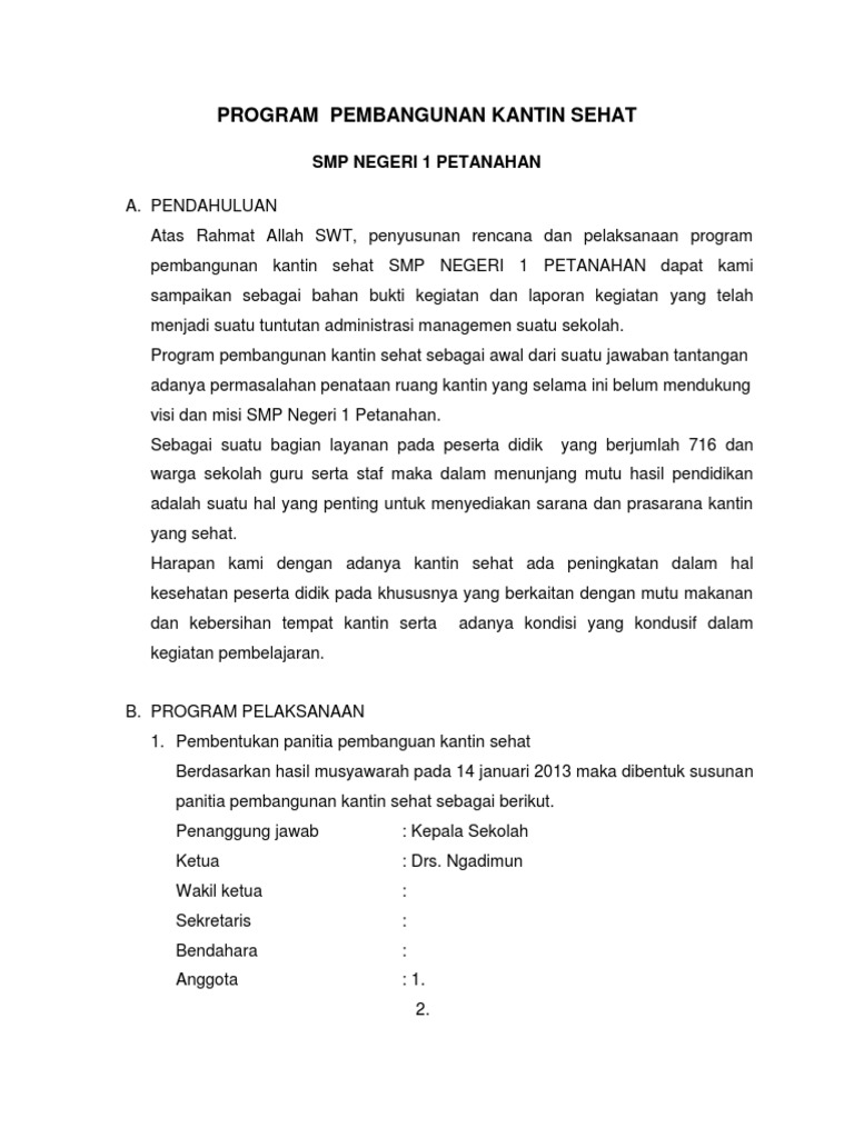 Program Kantin Sehat | PDF