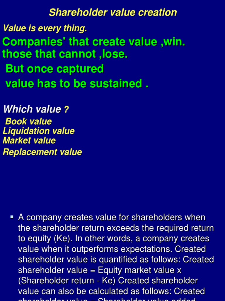 Shareholders Value Creation | PDF | Cost Of Capital | Shareholder Value