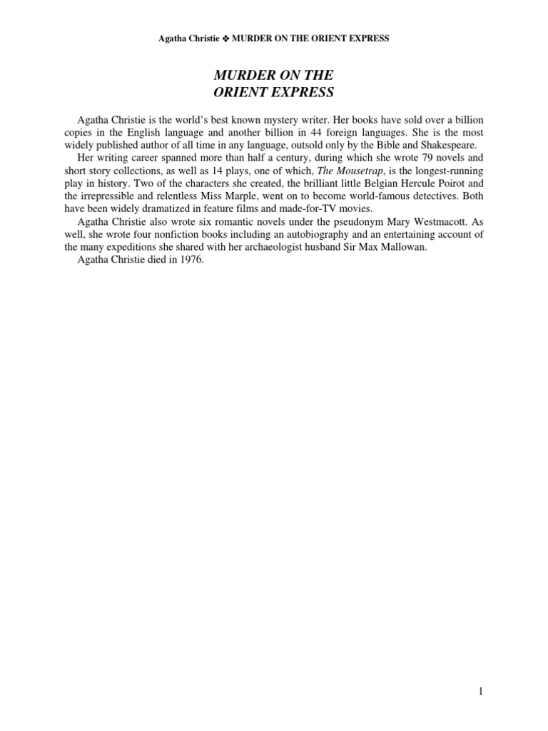 Murder On The Orient Express | PDF