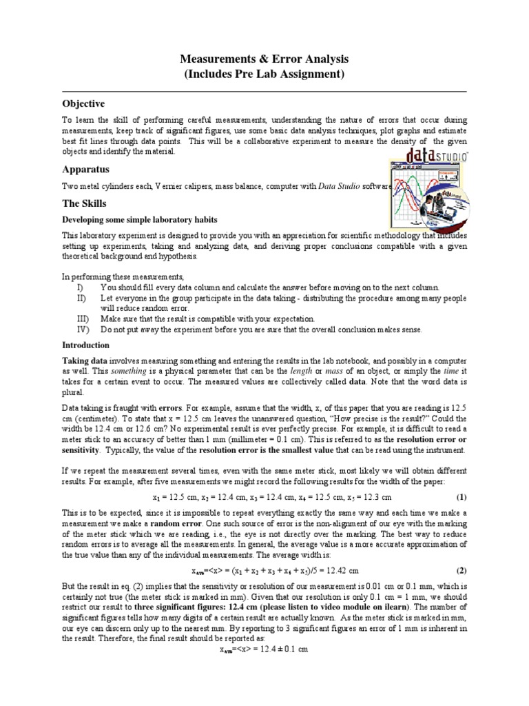 Measure and Error Analysis Lab 1 | PDF | Correlation And Dependence | Errors And Residuals