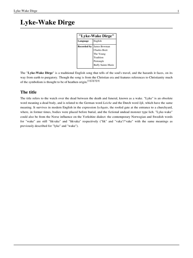 Lyke Wake Dirge | PDF | Folk Music | Entertainment (General)