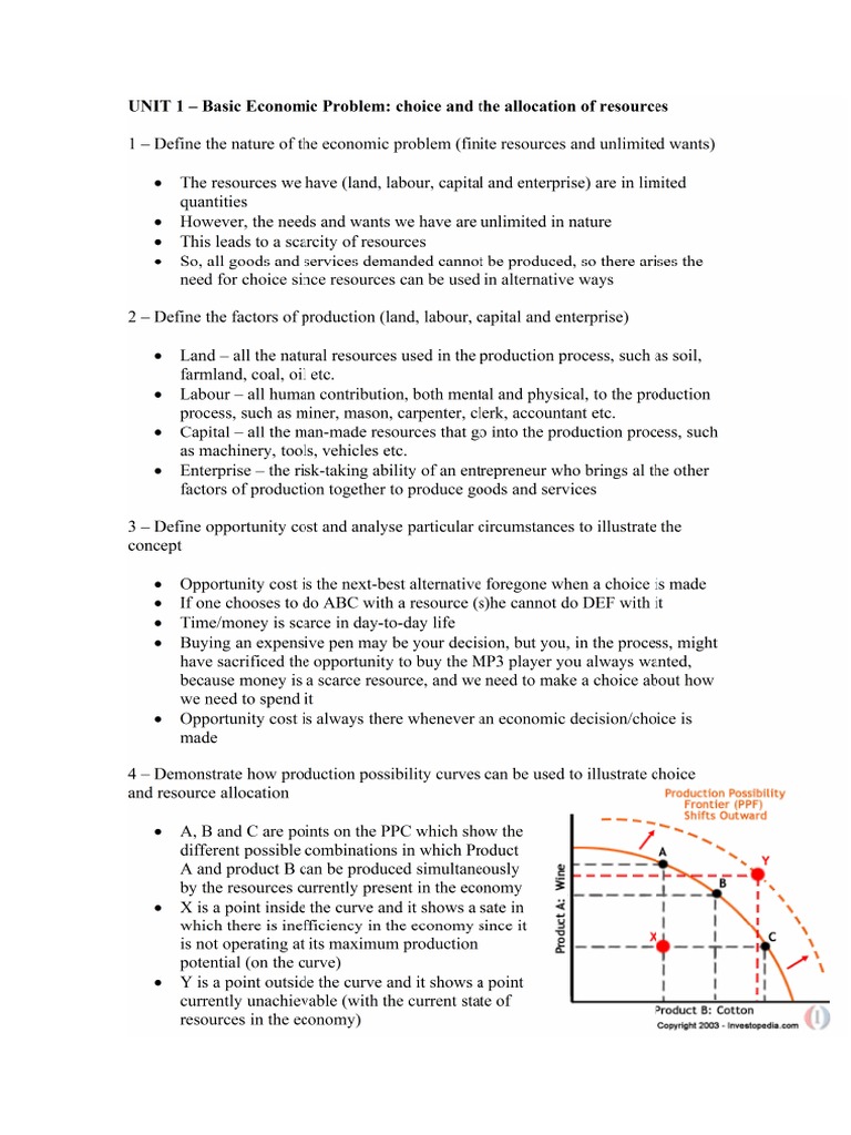 IGCSE Economics Notes Units 1 and 2 | PDF | Price Elasticity Of Demand ...