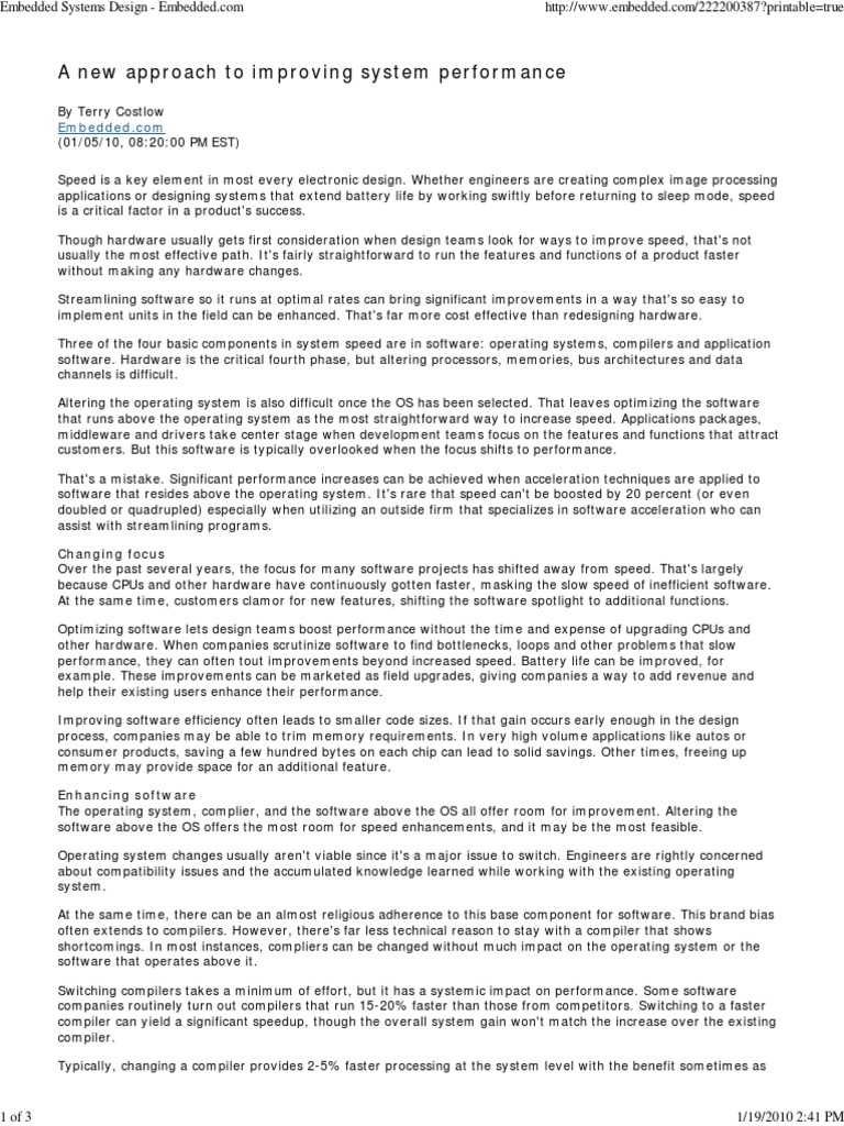 A New Approach To Improving System Performance | PDF | Operating System ...