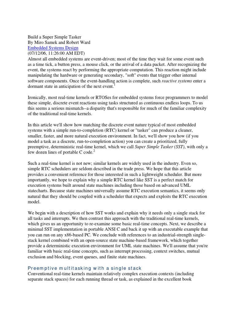 Build A Super Simple Tasker | PDF | Scheduling (Computing) | C (Programming Language)