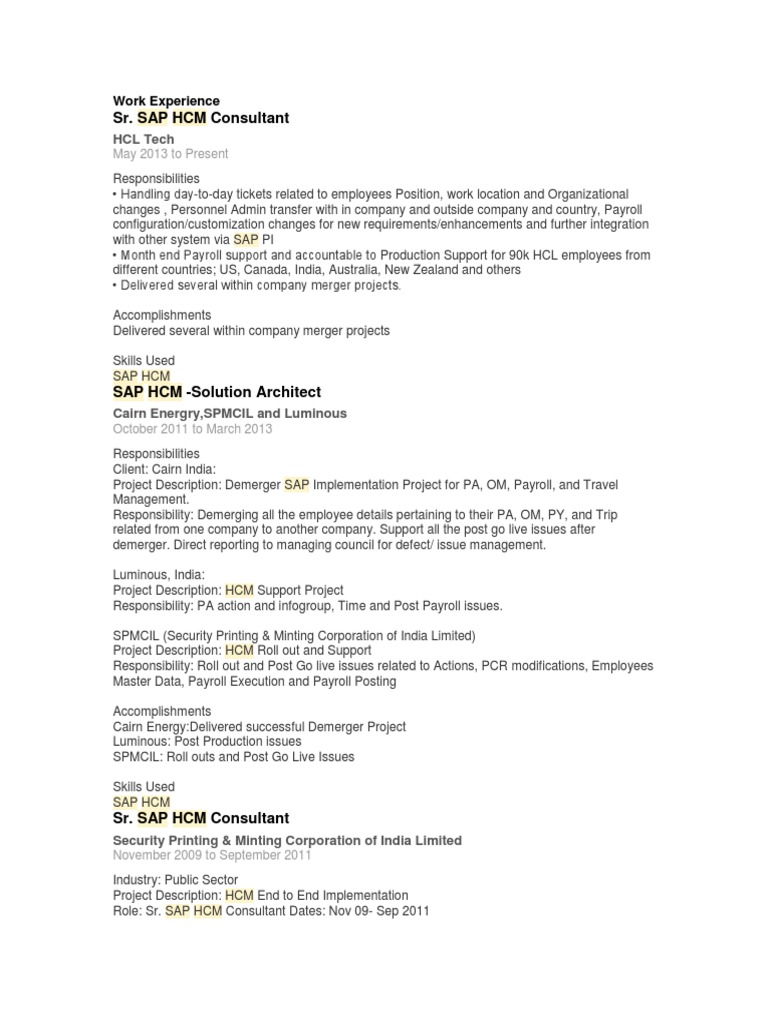 Sample HCM Resume 1 | PDF | Payroll | Recruitment