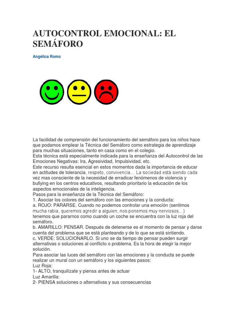 Tecnica Del Semáforo Autocontrol Emocional | PDF | Las emociones | Semáforo