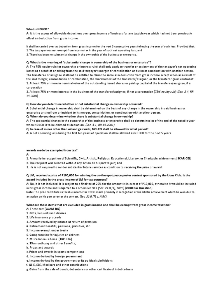 Nolco | Tax Deduction | Gross Income