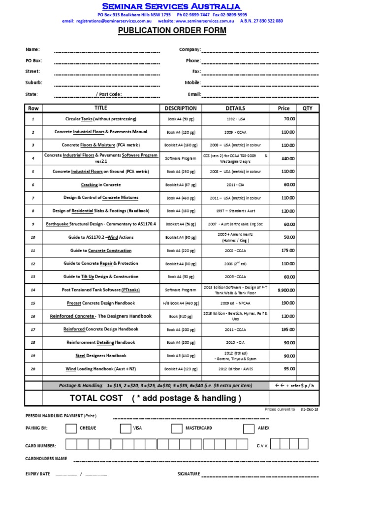Publications Order Form TEMPLATE | PDF