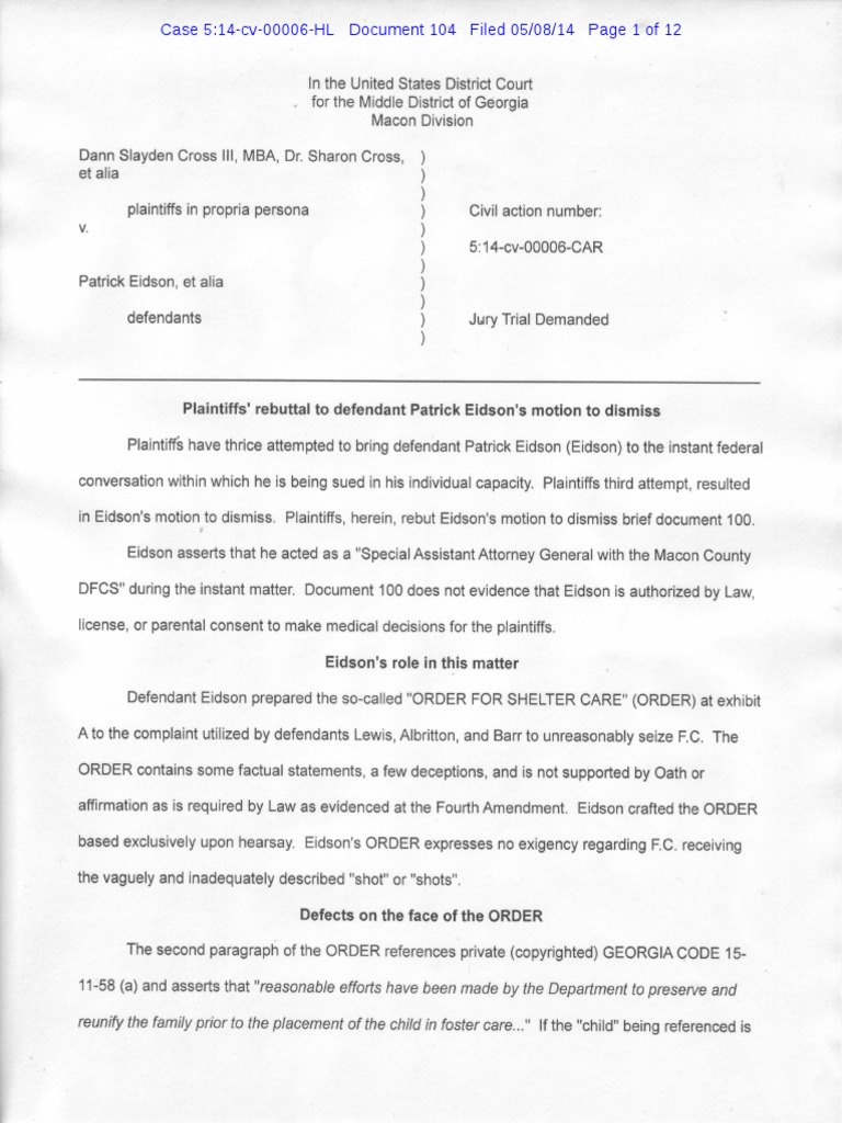 Attorney Patrick Eidson's Rebuttal | PDF | State Court (United States ...