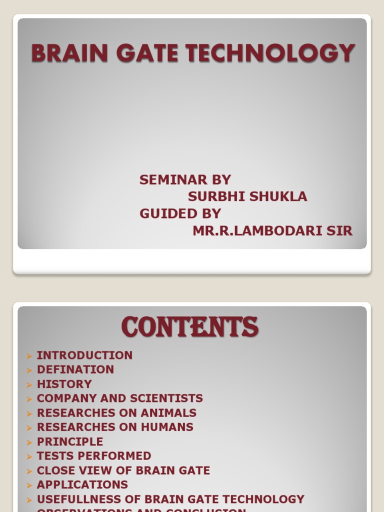 Brain Gate Technology | PDF | Neuroscience | Nervous System