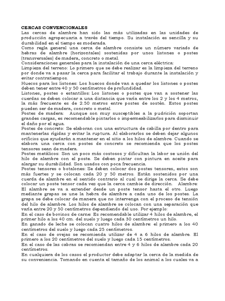 Cercas Convencionales | PDF | Cable | Oveja
