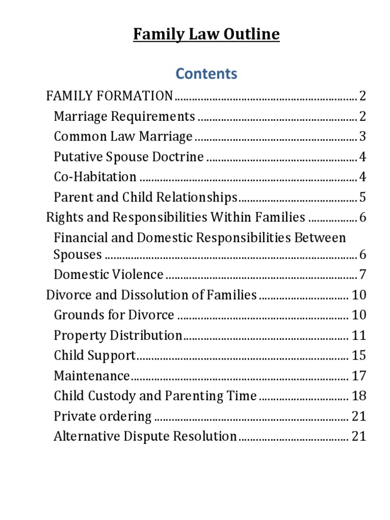 Family Law Course Outline 2012 | PDF | Annulment | Alimony