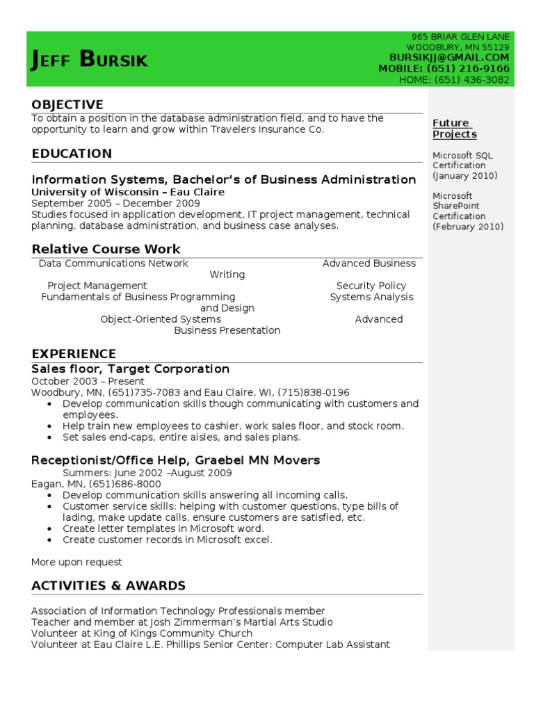 Jeff Bursik's Resume | PDF | Microsoft | Databases