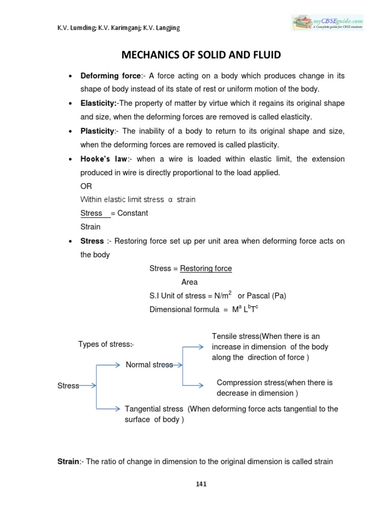 Properties of Bulk Matter in Physics | PDF | Elasticity (Physics ...