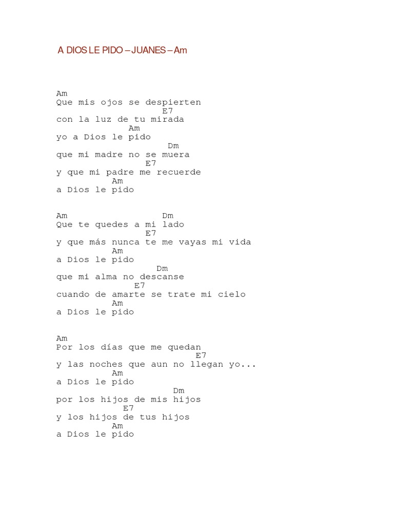 A Dios Le Pido - Juanes - Am | PDF