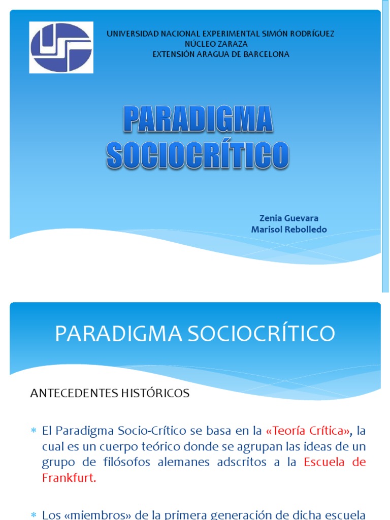 Paradigma Sociocrítico y Escuela de Frankfurt | PDF | Escuela de ...