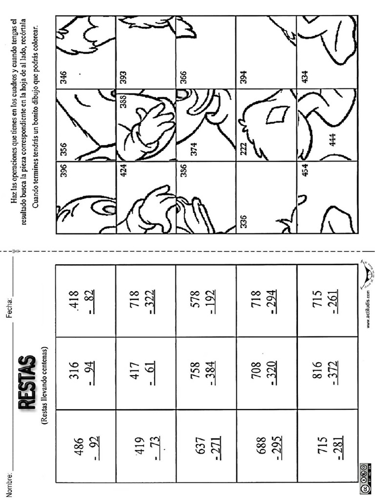 02 Restas 3 Dígitos Llevando 003 Vertical PDF | PDF