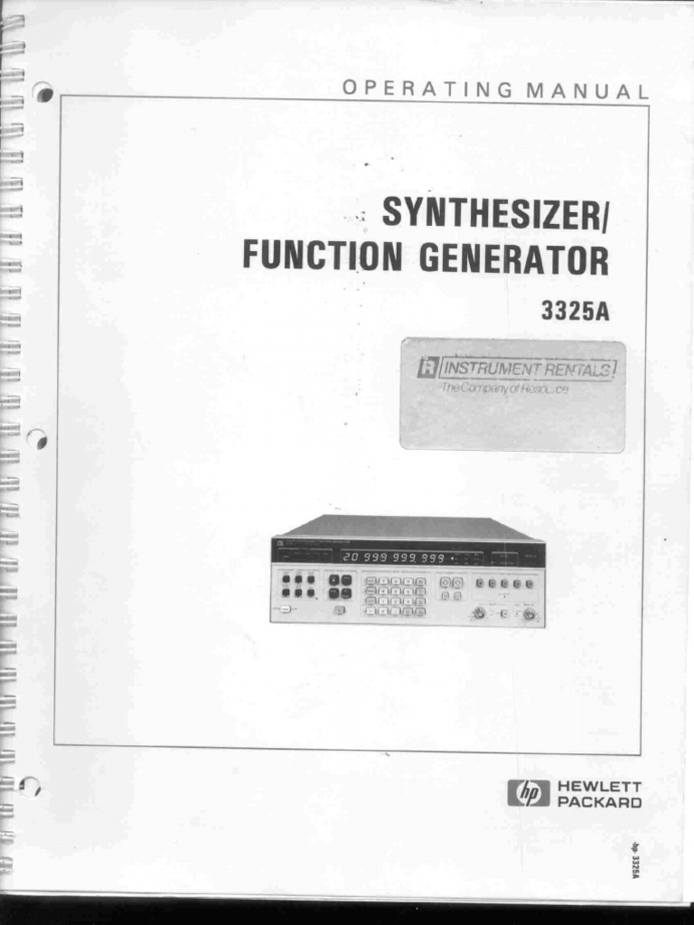 HP 3325A Synthesizer Function Generator Operating Manual | PDF