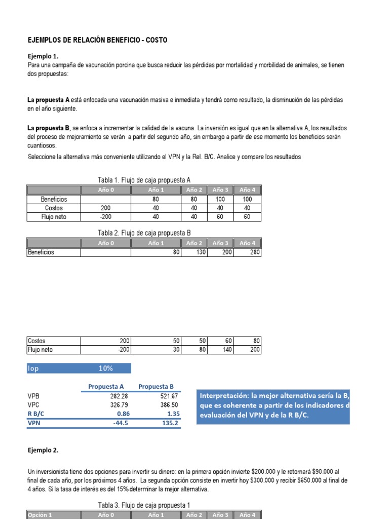 Ejemplo Relación Beneficio Costo | PDF | Negocios