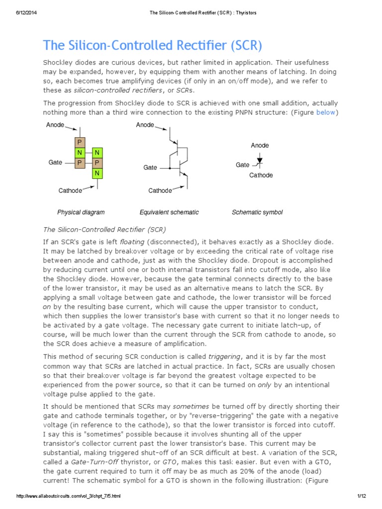 The Silicon-Controlled Rectifier (SCR) - Thyristors | PDF | Rectifier ...