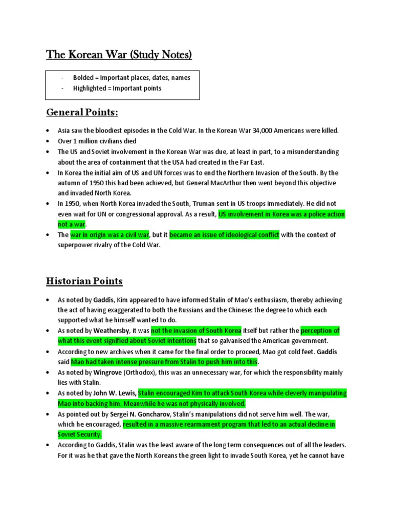 Key Insights on the Korean War | PDF | Korean War | South Korea