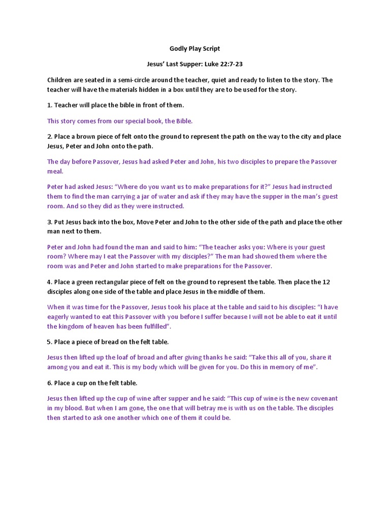 Godly Play Script | PDF | Disciple (Christianity) | Canonical Gospels