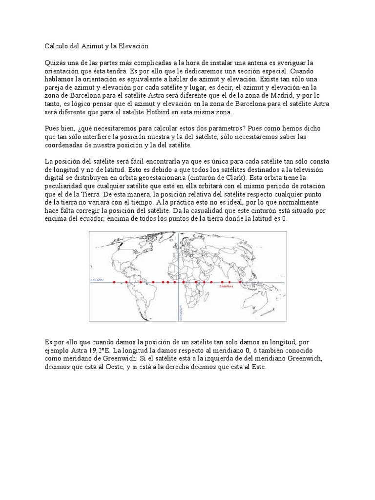 Cálculo Del Azimut y La Elevación | PDF | Satélite de Comunicaciones ...