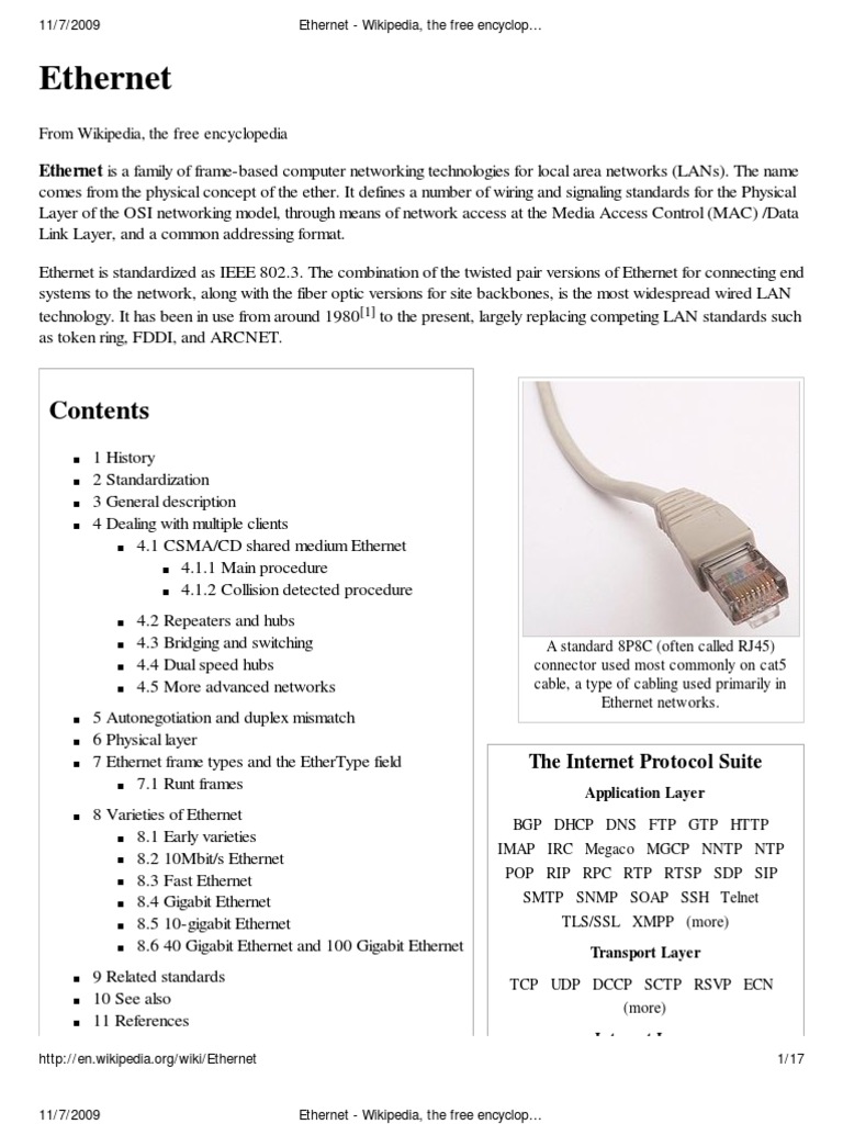 Ethernet - Wikipedia, The Free Encyclopedia | PDF | Ethernet | Computer Network