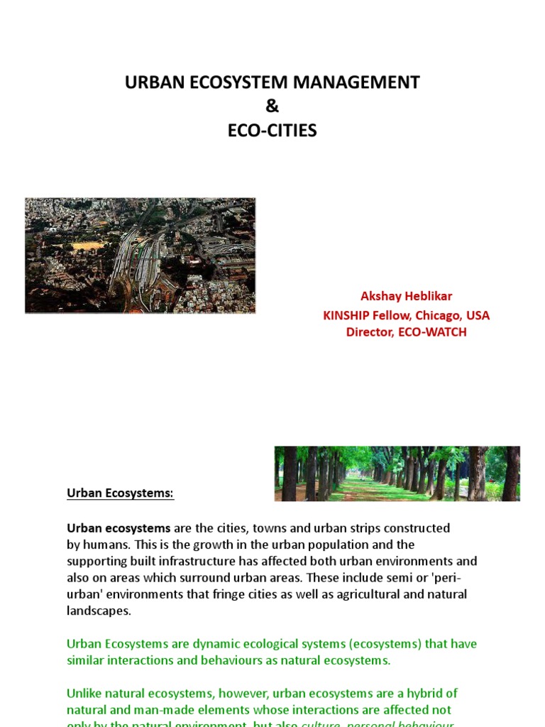 Urban Eco System and City Watch | PDF | Urbanization | Sustainability
