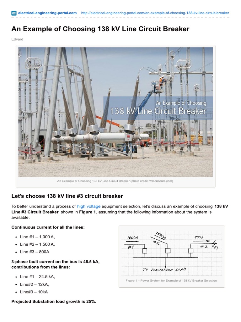 An Example of Choosing 138 KV Line Circuit Breaker | PDF | Volt ...