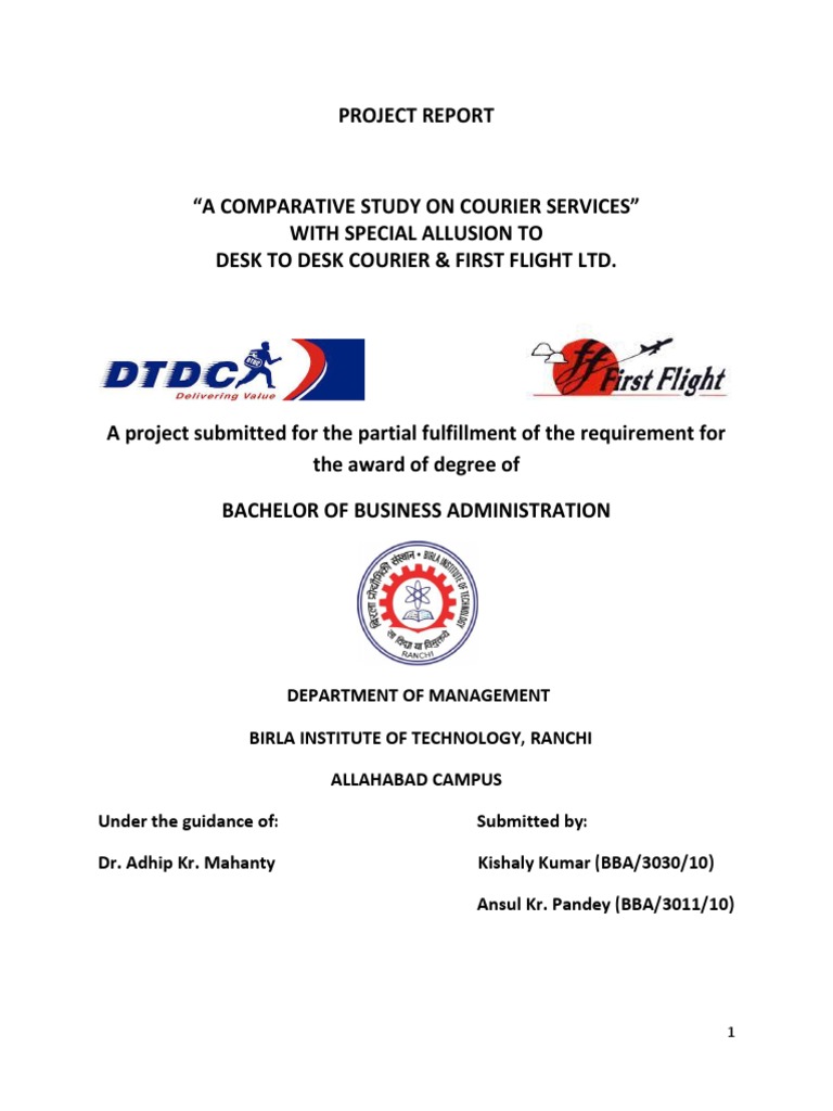 DTDC & First Flight Comparative Study Project | PDF | Courier | Franchising
