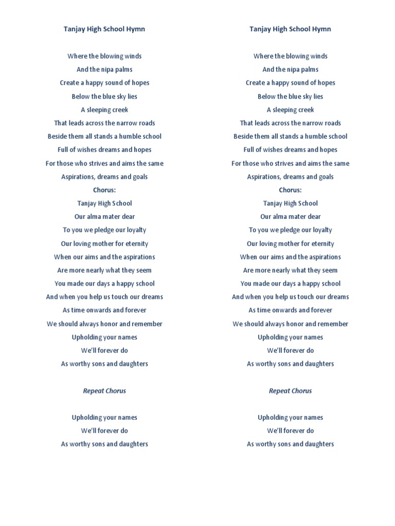Tanjay High School Hymn | PDF