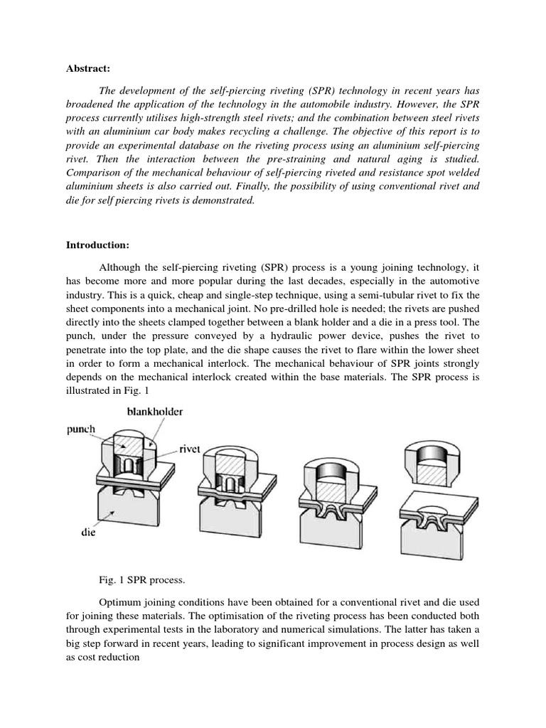 Self Piercing Rivet | PDF | Rivet | Strength Of Materials