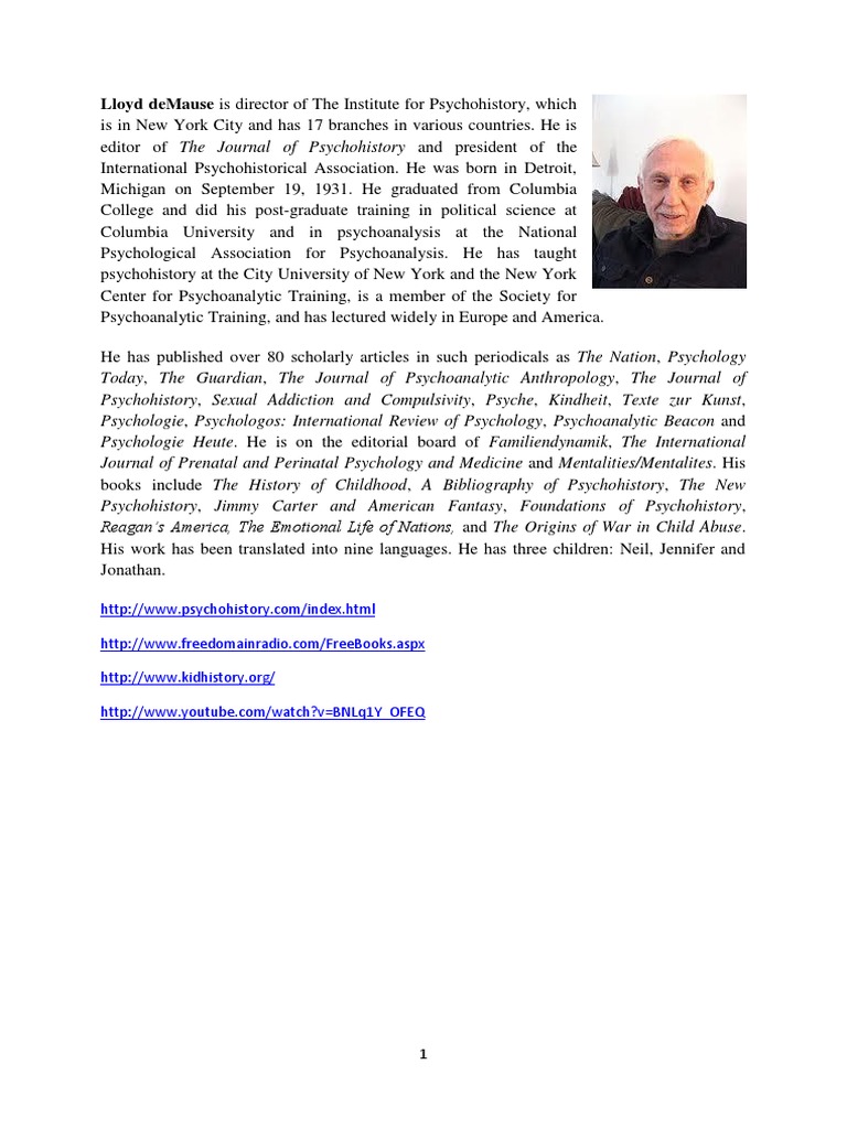 Lloyd DeMause - The Origins of War in Child Abuse | PDF | Abusive ...