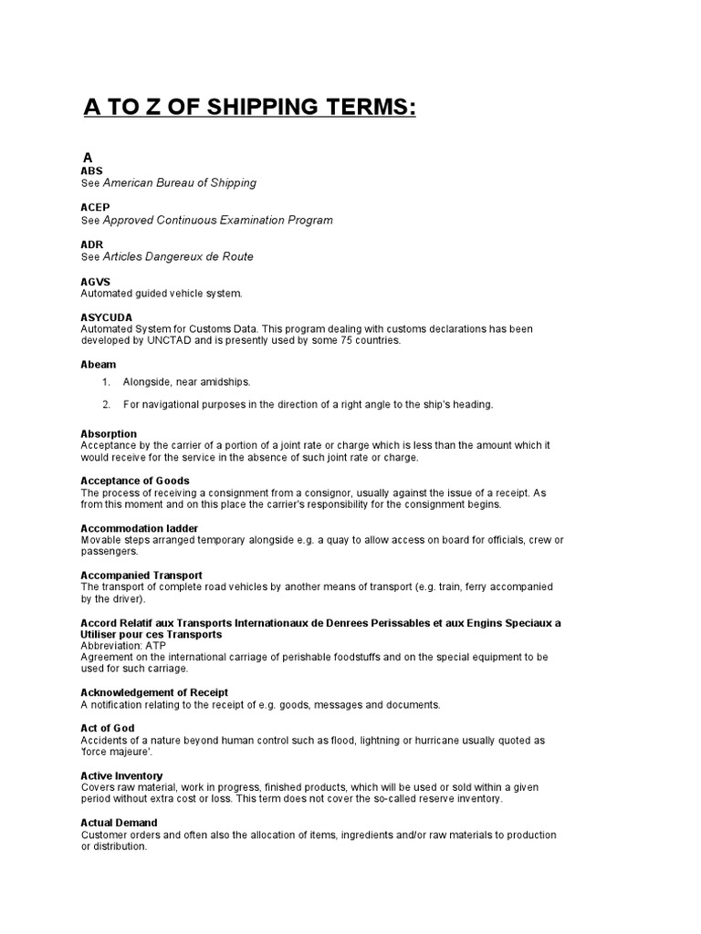 A To Z of Shipping Terms | PDF | Cargo | Consignee