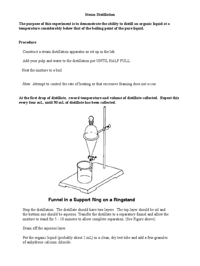 Steam Distillation Experiment Guide | PDF