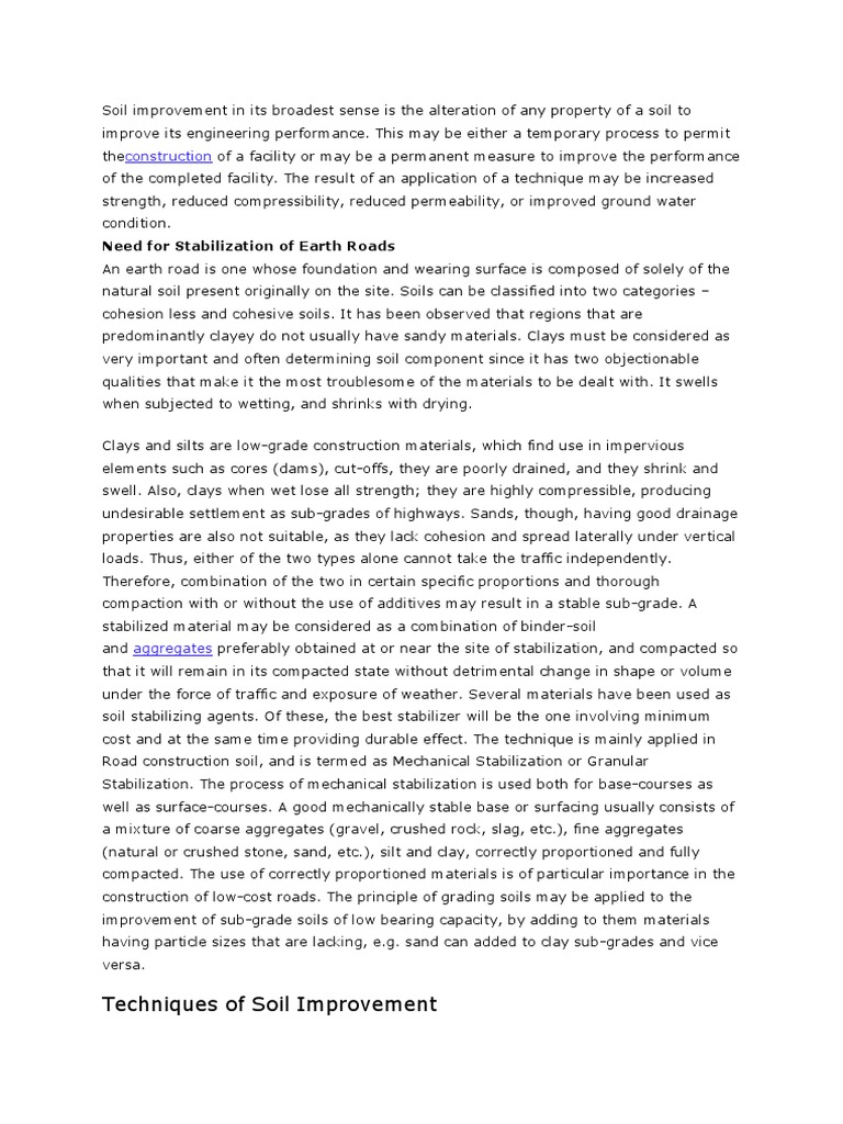 Soil Improvement - Types | PDF | Soil | Drainage