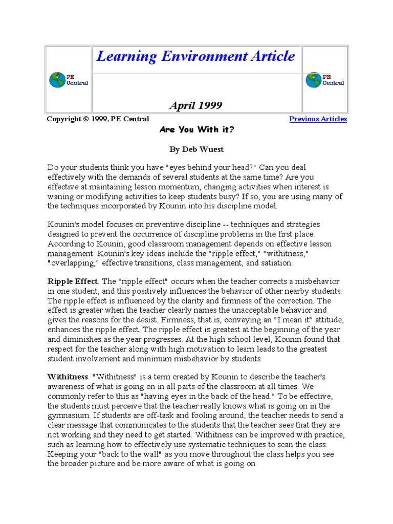 Ripple Effect | PDF | Attention | Classroom Management