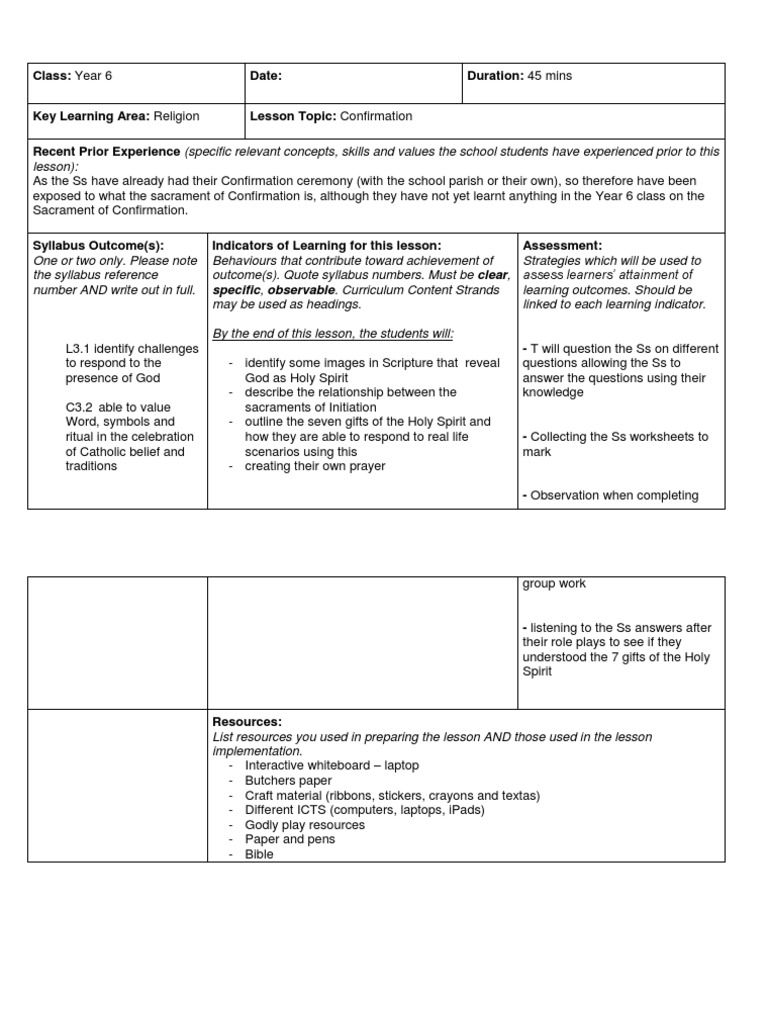 Edre Lesson Plans | PDF | Confirmation | Eucharist