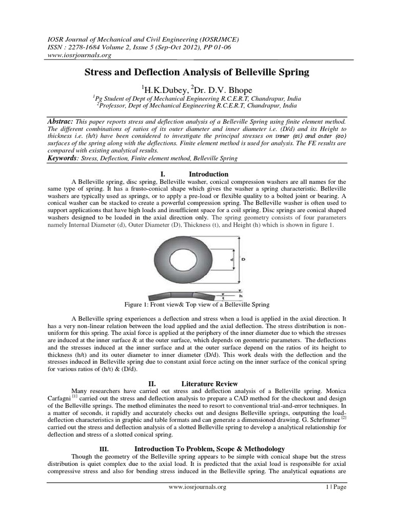 Stress & Deflection Analysis of Belleville Spring | PDF | Stress ...