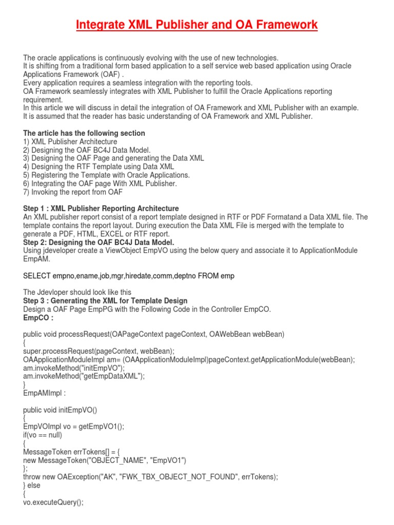 Integration of XML Publisher and OAF | PDF | Portable Document Format | Xml