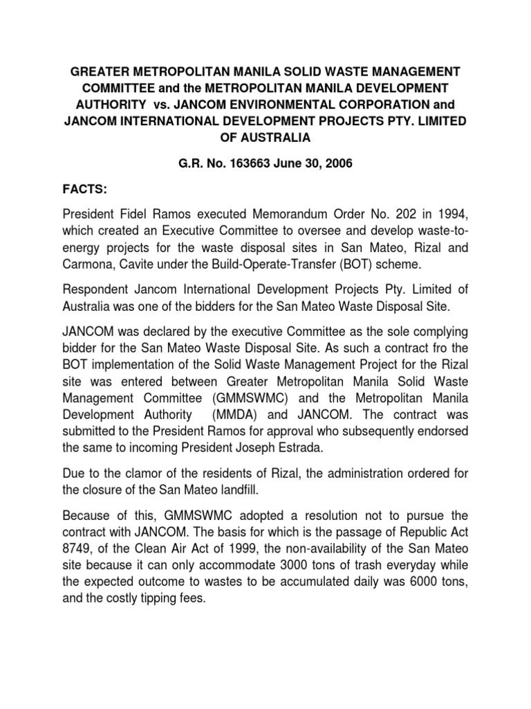Greater Metropolitan Manila Solid Waste Management Committee and The ...