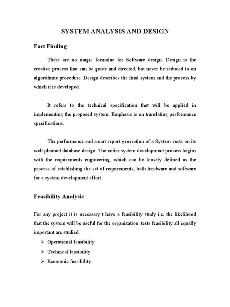 System Analysis and Design | PDF | Feasibility Study | Input/Output