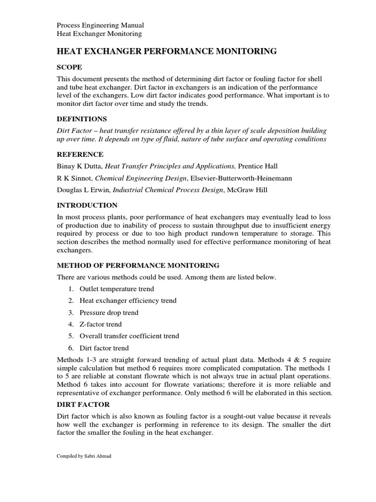 Heat Exchanger Performance Monitoring Pdf Heat Exchanger Heat