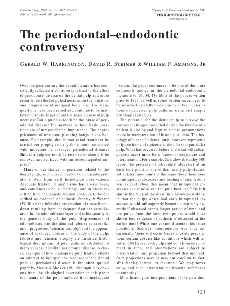 Periodontology 2000 La Controversia Endodoncia Periodoncia | PDF ...