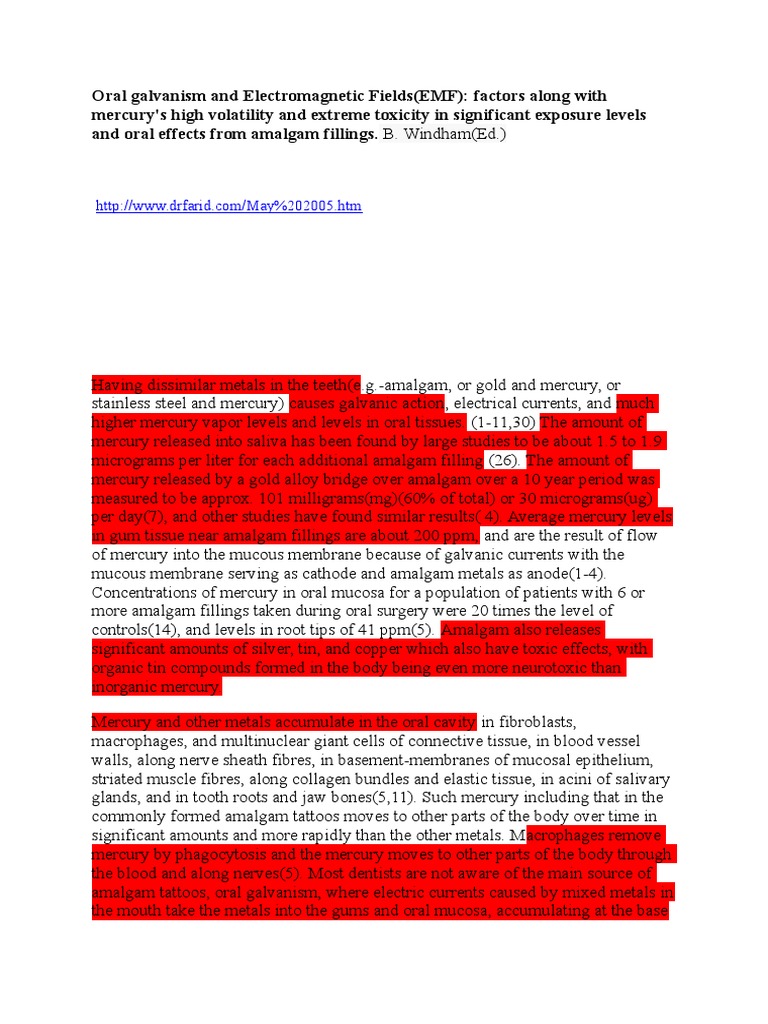 Oral Galvanism and Electromagnetic Fields | PDF | Human Tooth | Dentistry