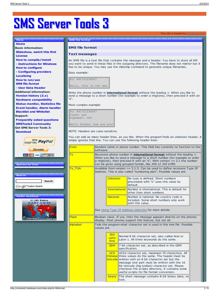 SMS Server Tools 3 | Short Message Service | File Format