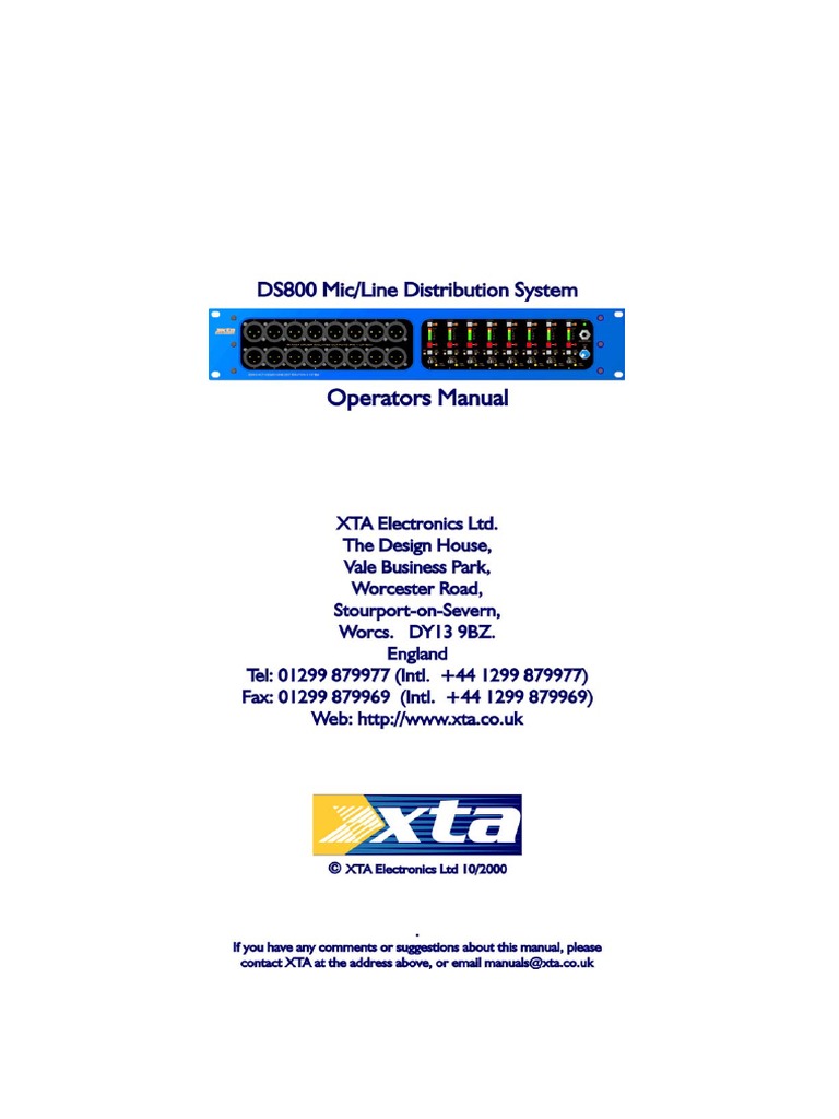 Ds800 Op Manual | PDF | Microphone | Electrical Engineering