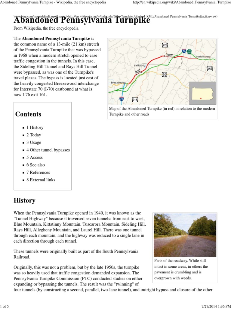 Abandoned Pennsylvania Turnpike - Wikipedia, The Free Encyclopedia ...