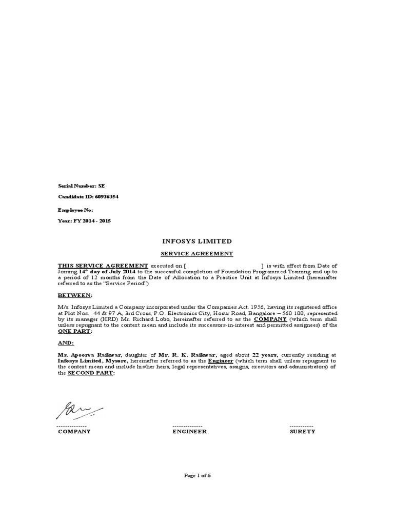 Infosys Limited: Serial Number: SE Candidate ID: 60936354 Employee No ...